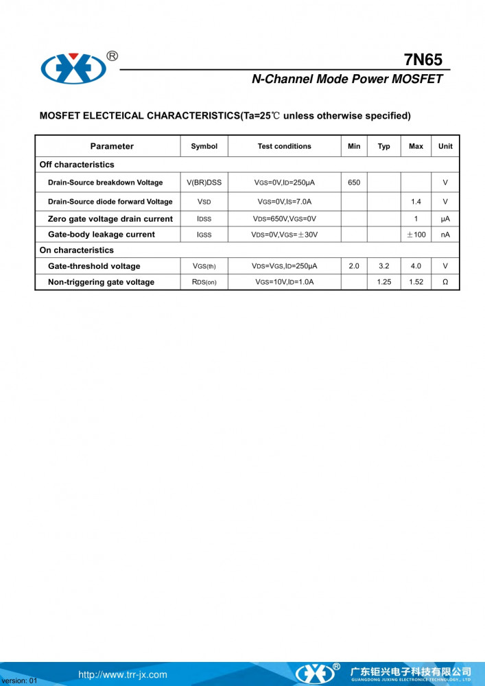 JUXING 7N65 datasheet page 2