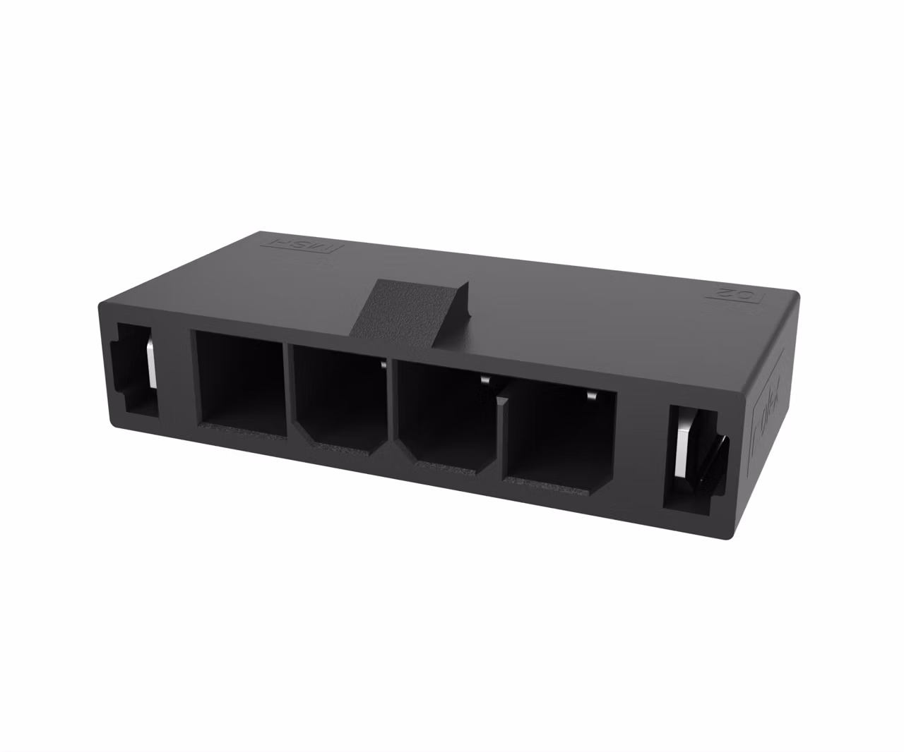 Mini-Fit Max Right Angle Header, Single Row, Surface Mount, 4 Circuits, Matte Tin (Sn) Plating, Black, Glow-Wire Capable, Tape and Reel for sale
