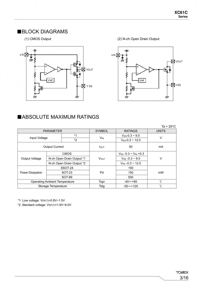 XC61C datasheet page 3