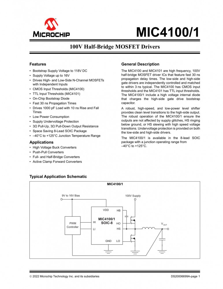 MIC4100 datasheet page 1