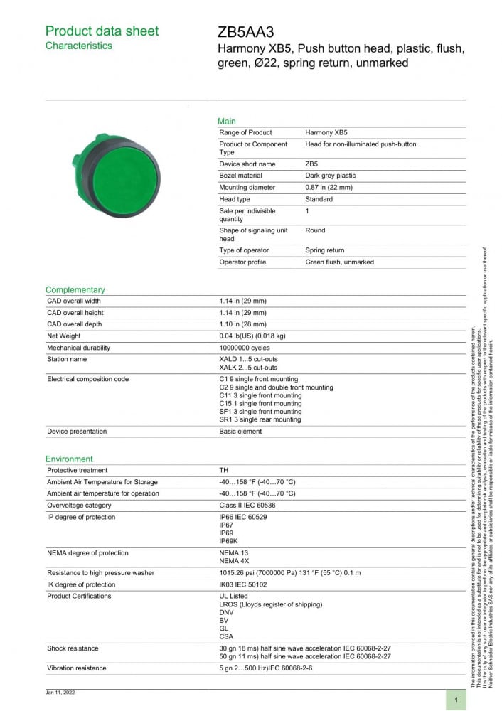 ZB5AA3 technical document page 1