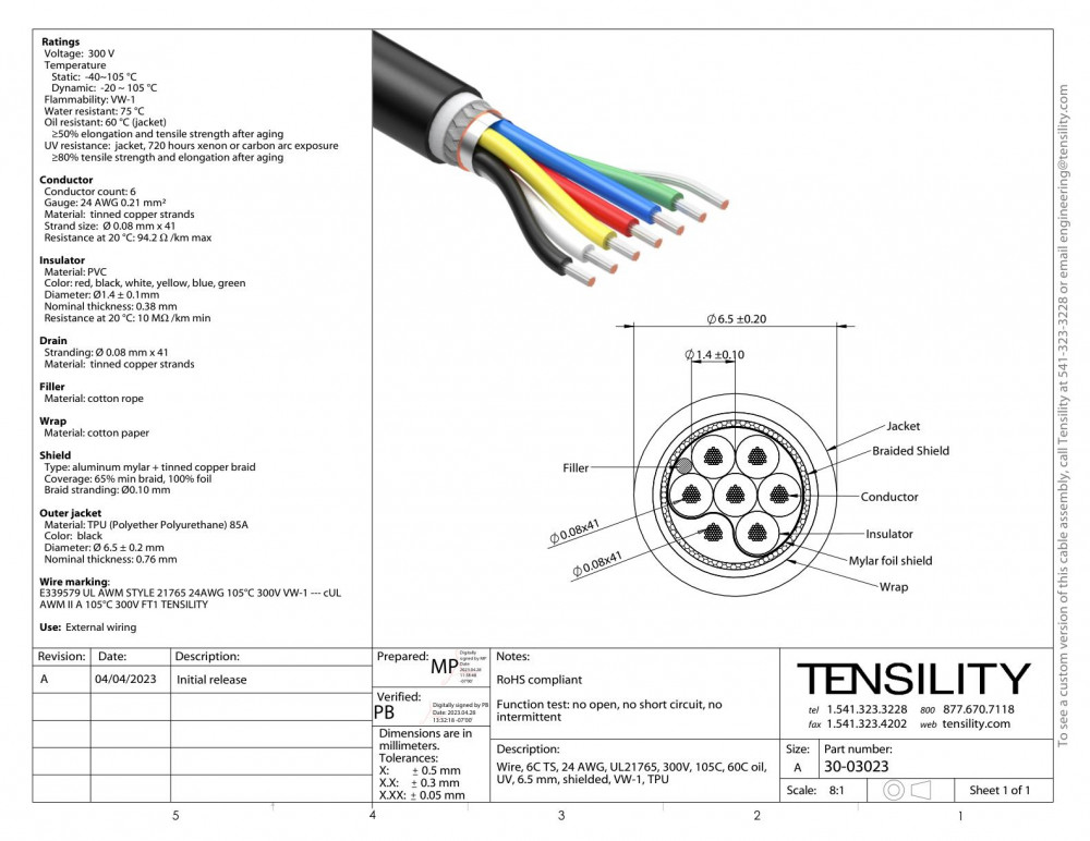 Technical drawing for Tensility International part 30-03023