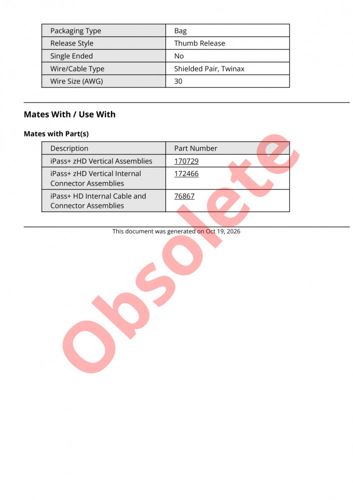 Molex drawing page 3 for Mini-SAS HD 8X right-exit assembly