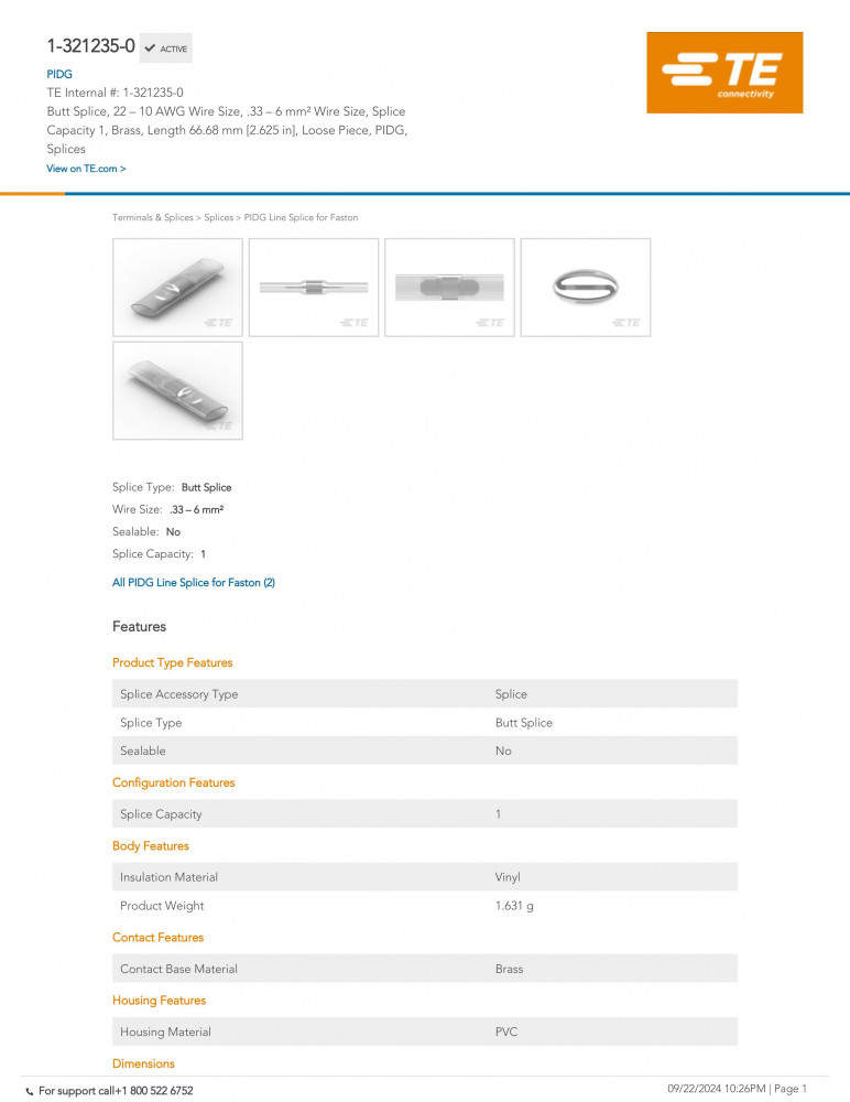 TE Connectivity 1-321235-0 technical document page 1