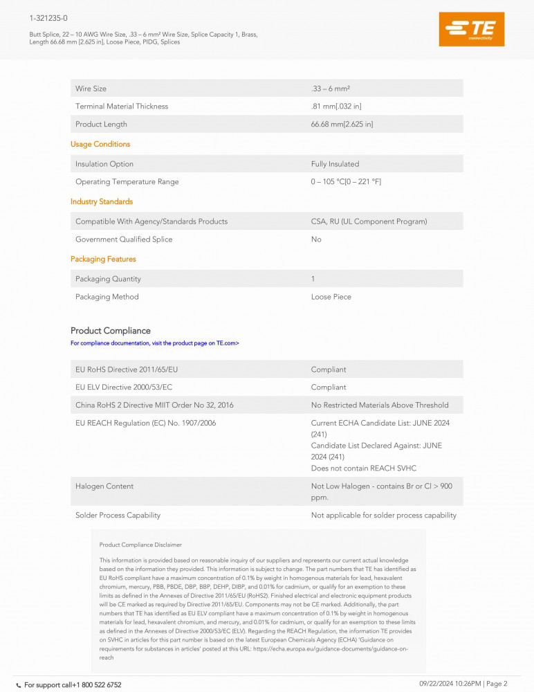 TE Connectivity 1-321235-0 technical document page 2