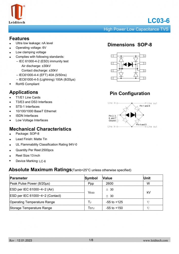 LC03-6 datasheet page 1