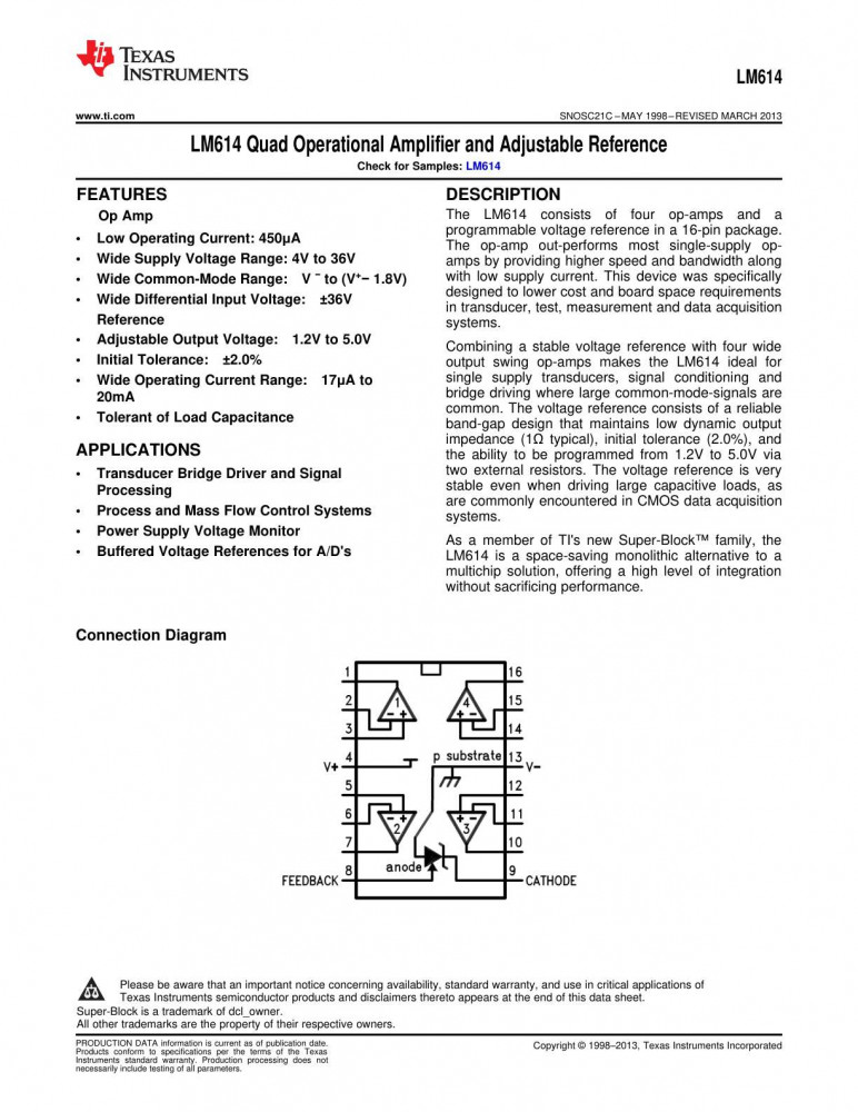 LM614 technical document page 2