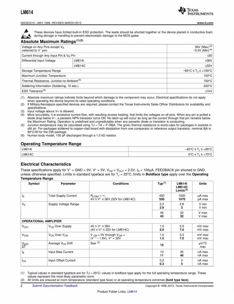 LM614 technical document page 3