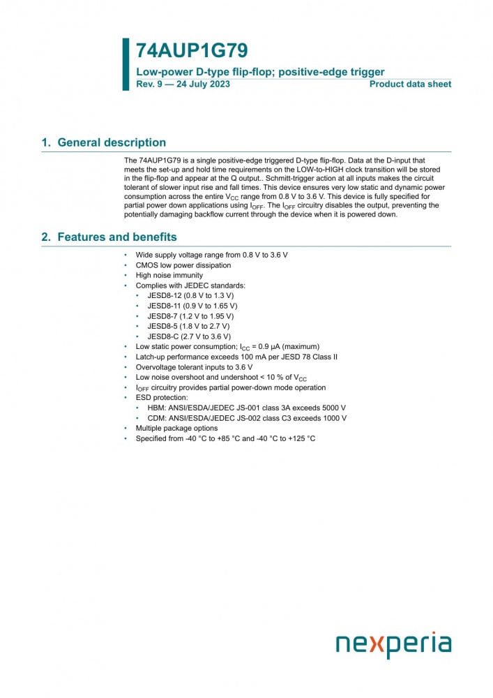 74AUP1G79 datasheet page 1