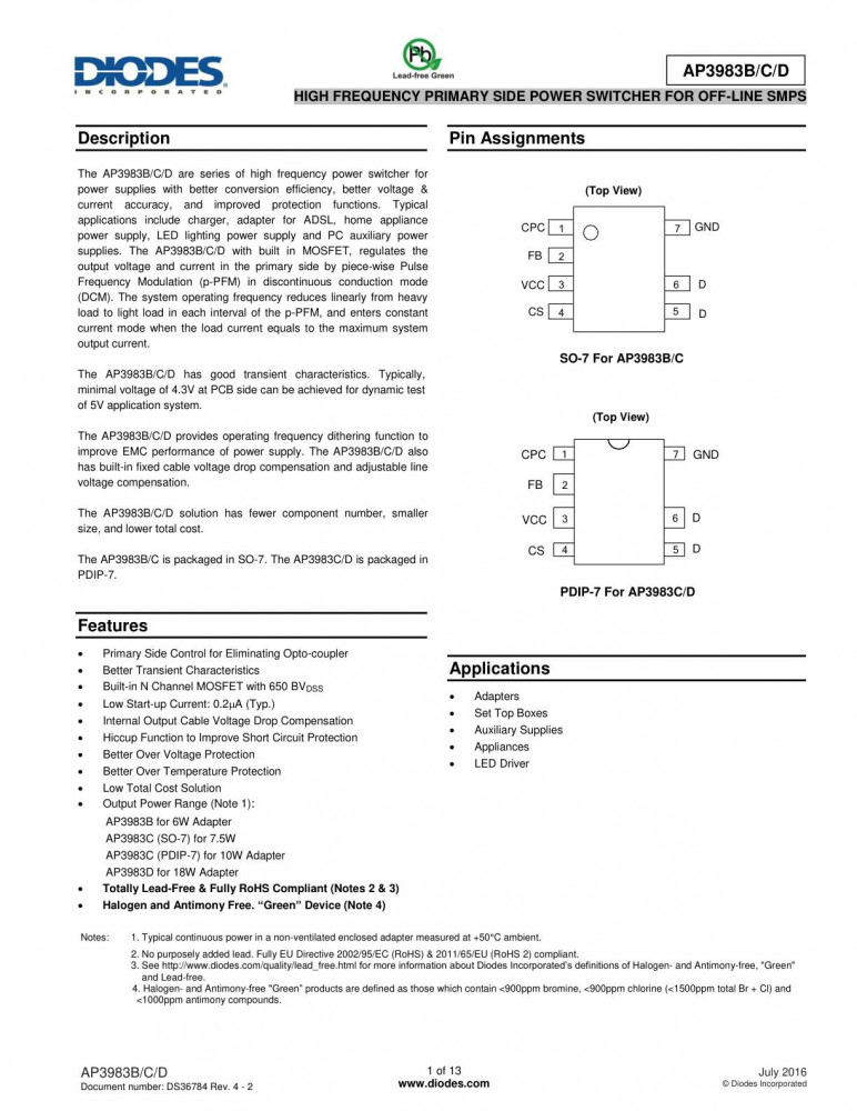 AP3983CMTR-G1 datasheet page 1