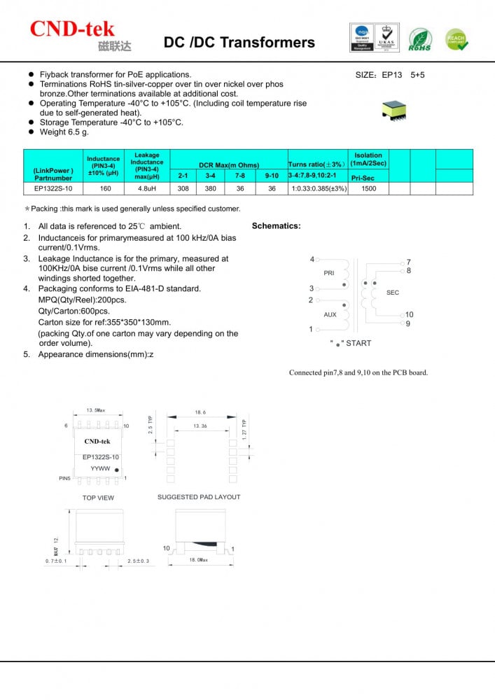 EP1322S-10 technical document page