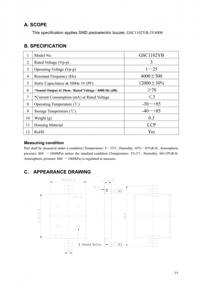 GSC1102YB-3V4000 specification page 2