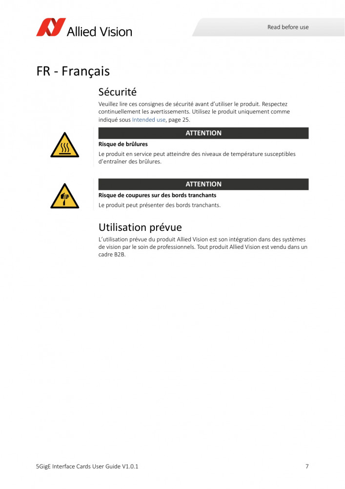 Allied Vision 5GigE Interface Cards User Guide, page 7