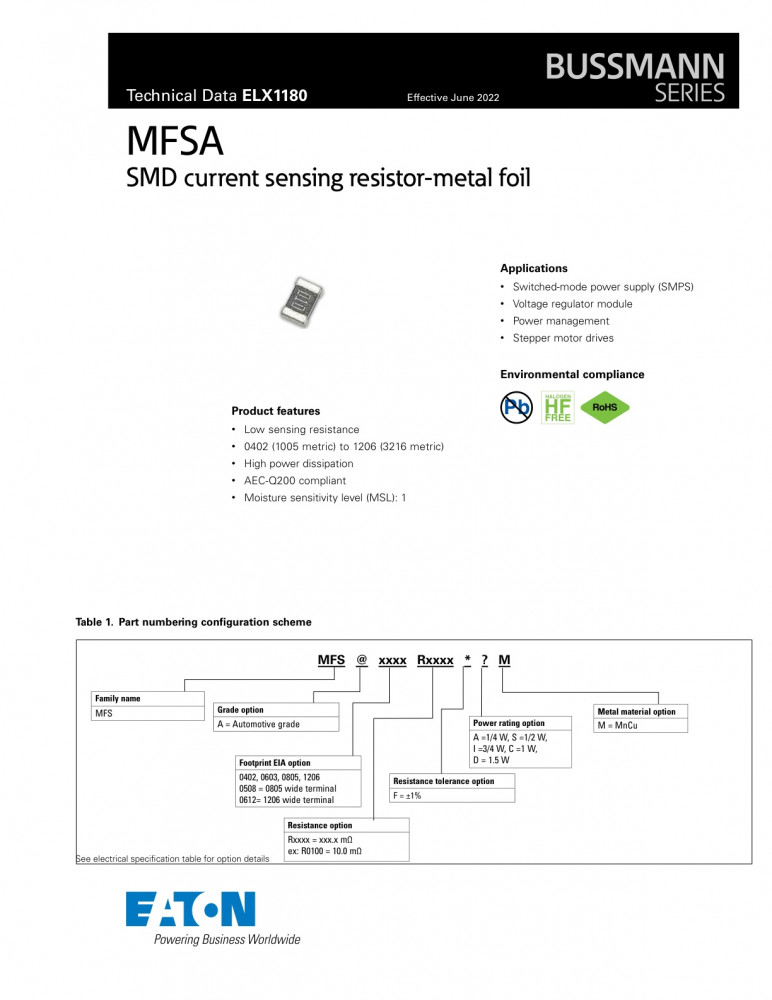 MFSA datasheet page 1