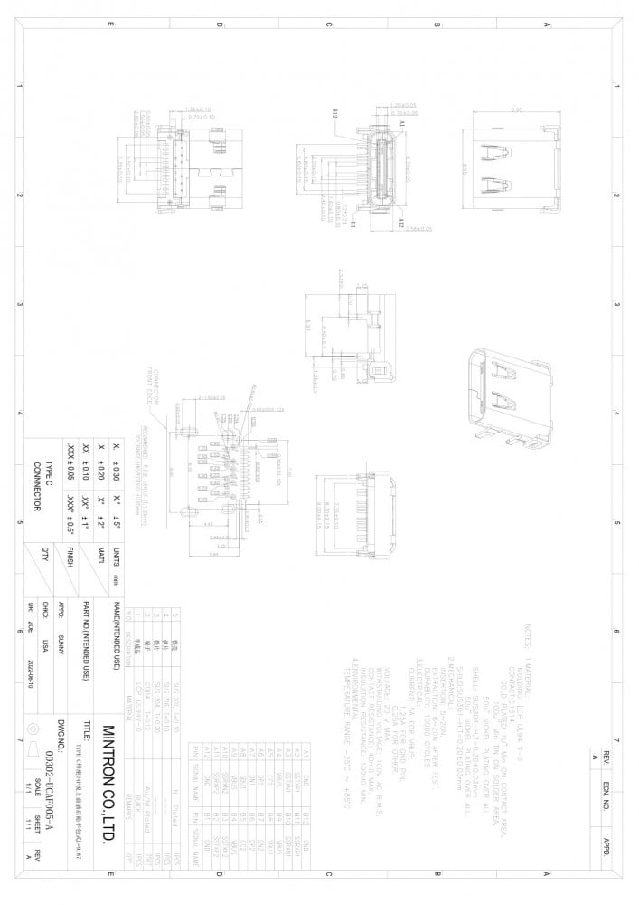 MINTRON 00302-UCAF005-A technical drawing