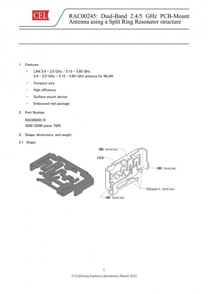 RAC00245-R datasheet page 1