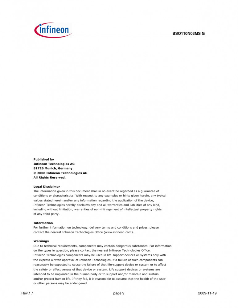 BSO110N03MSG datasheet page 9