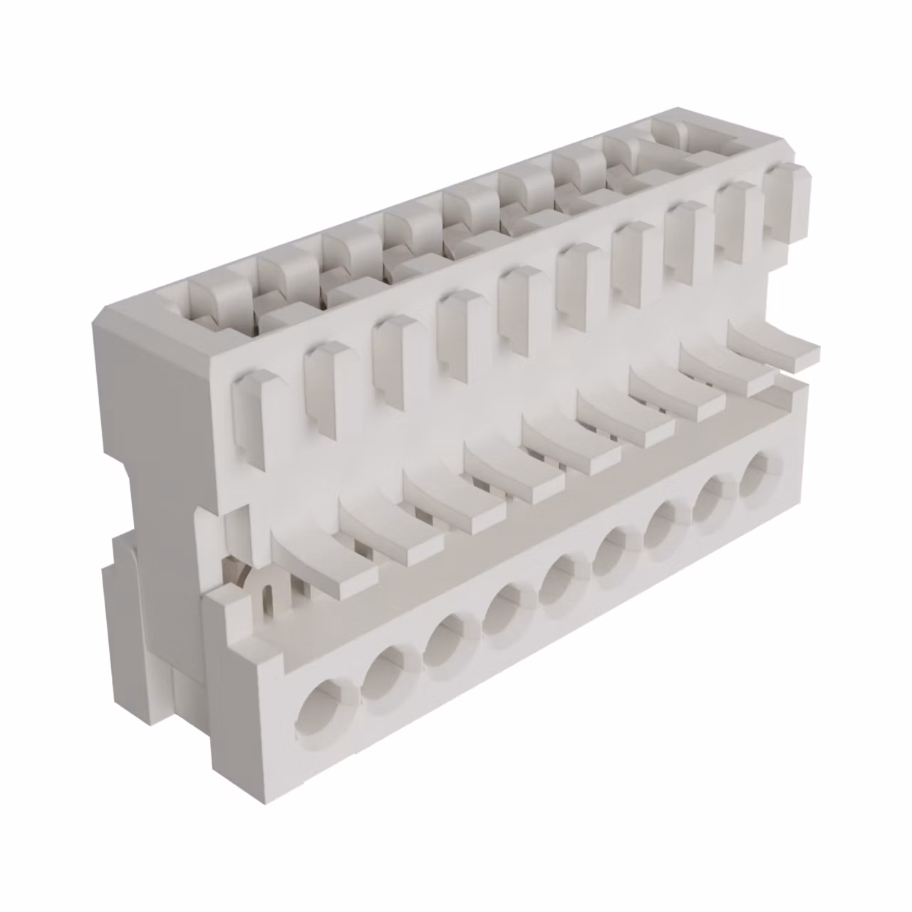 Appli-Mate RAST 2.5 Female Connector, 2.50mm Pitch, 9 Circuits, All Position Keys, Closed Endwalls, Polarizing Rib Between Circuits 8 & 9 for sale