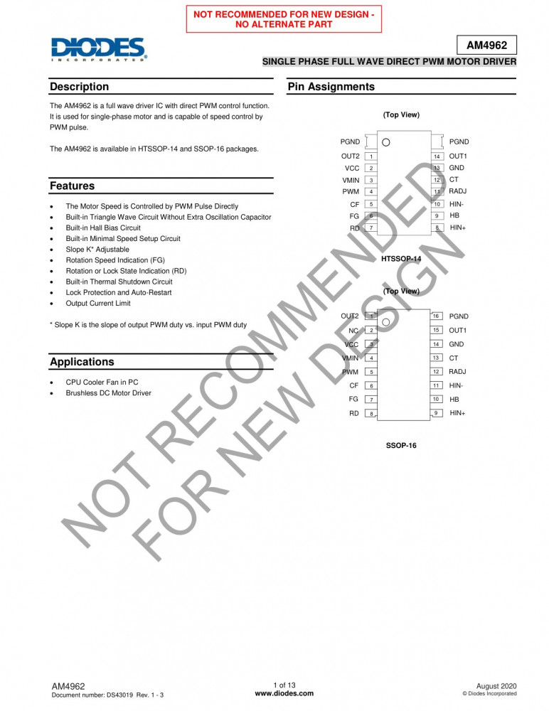 AM4962GSTR-G1 datasheet page 1