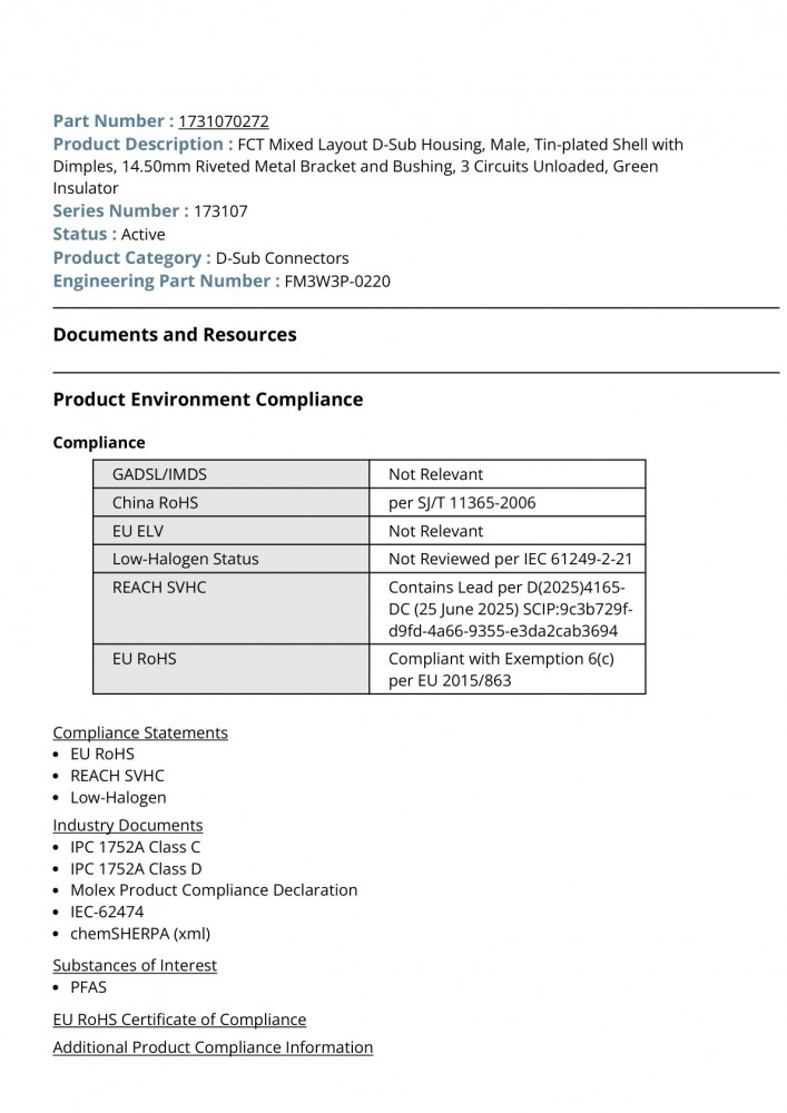 MOLEX 1731070272 product document image 1
