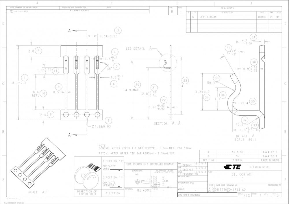 TE Connectivity 1544162-2 technical drawing reference