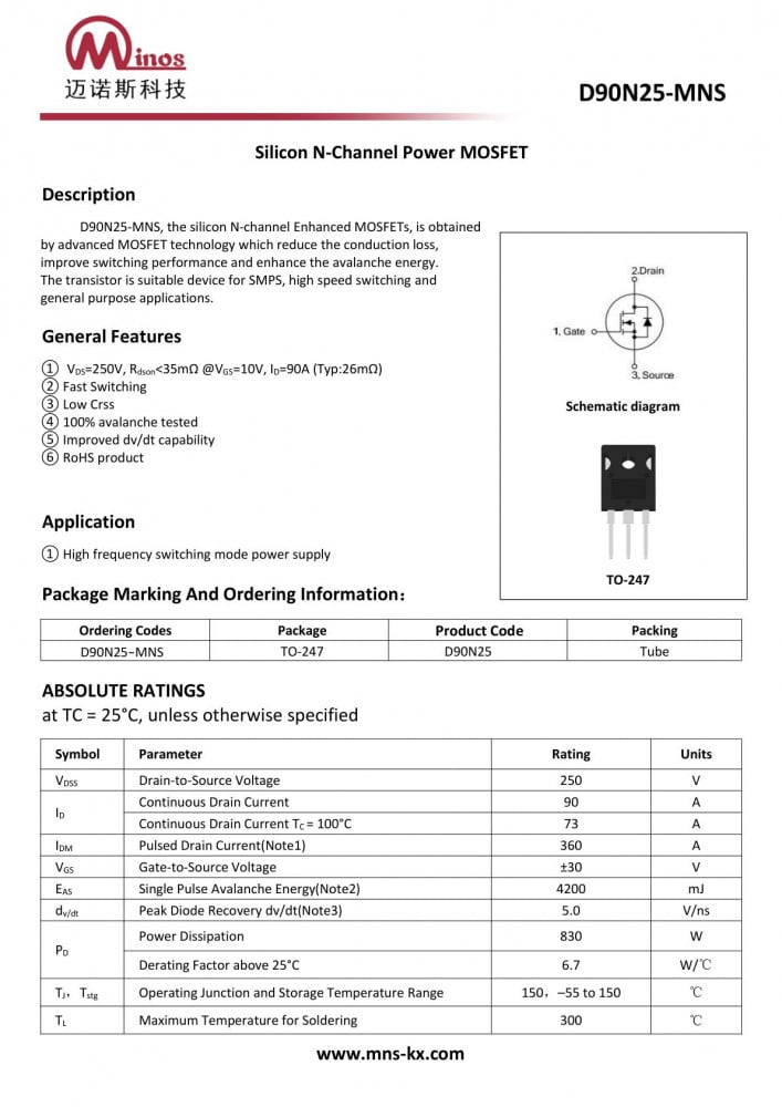 D90N25-MNS datasheet page 1
