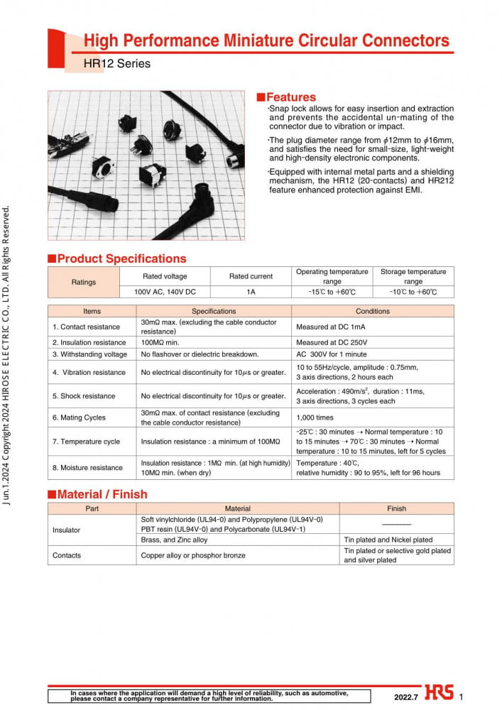 HRS HR12 catalogue page 1