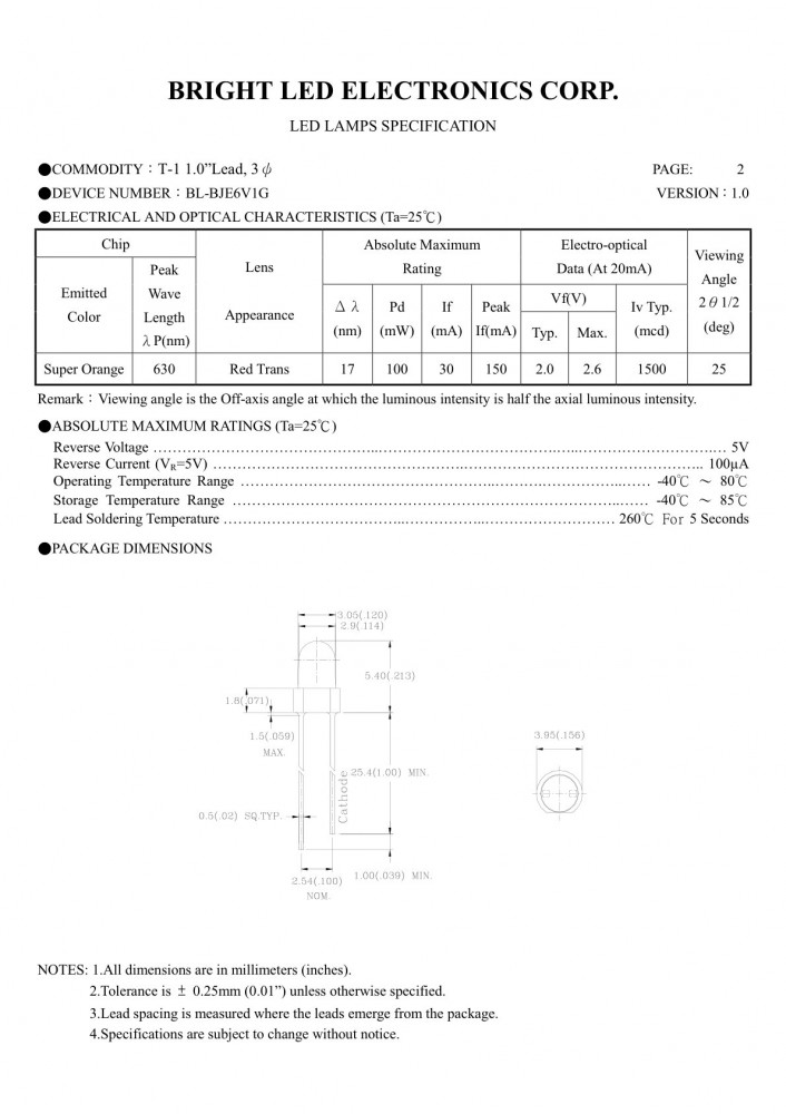 BL-BJE6V1G datasheet page image 1