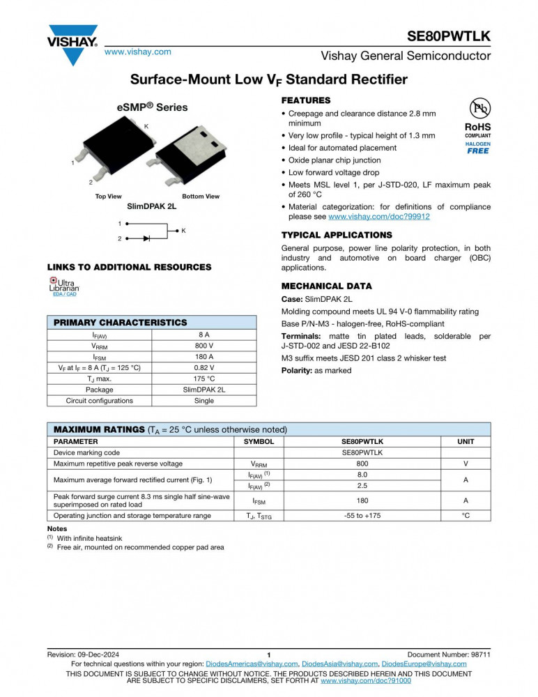 SE80PWTLK-M3/I datasheet page 1