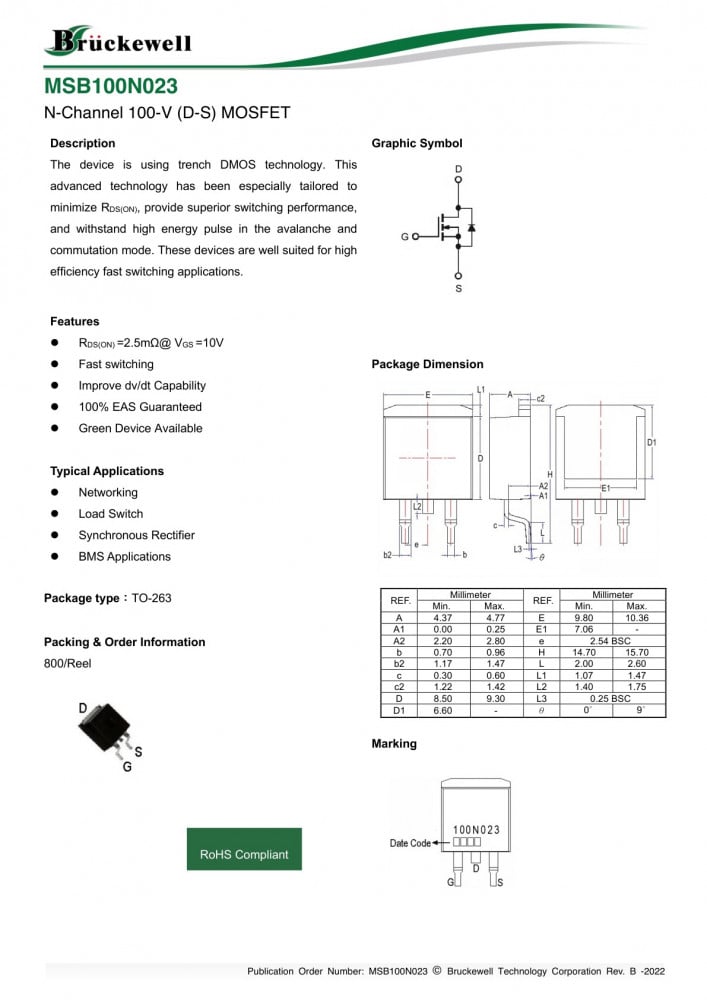 MSB100N023 datasheet page 1