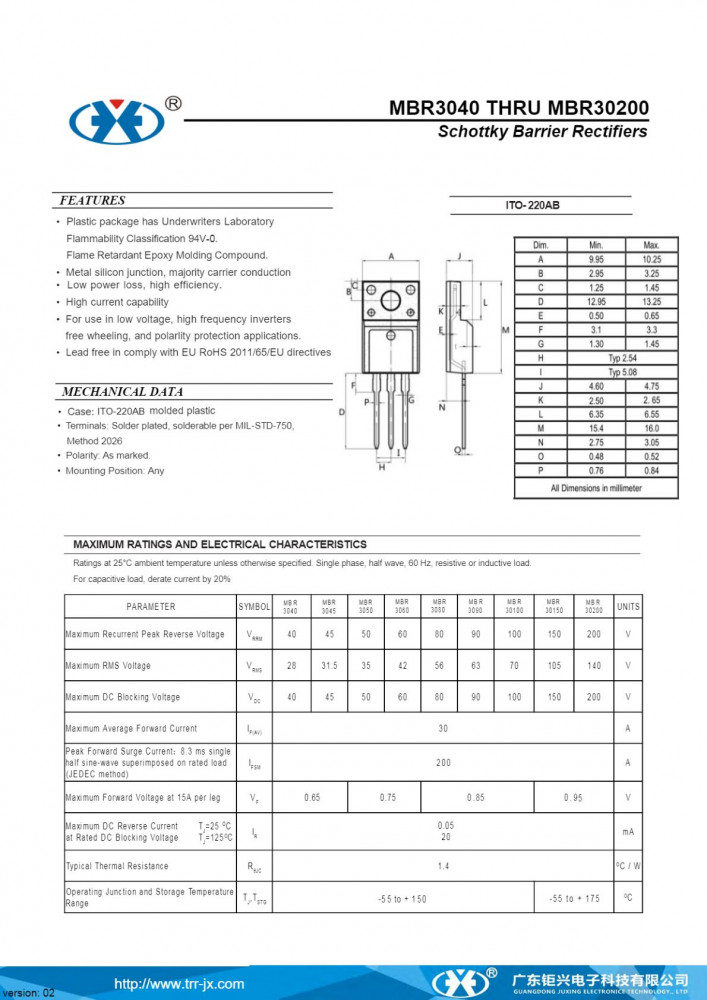 JUXING MBR3045 datasheet page 1