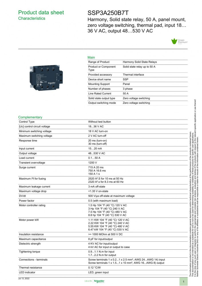 SSP3A250B7T technical document page 1