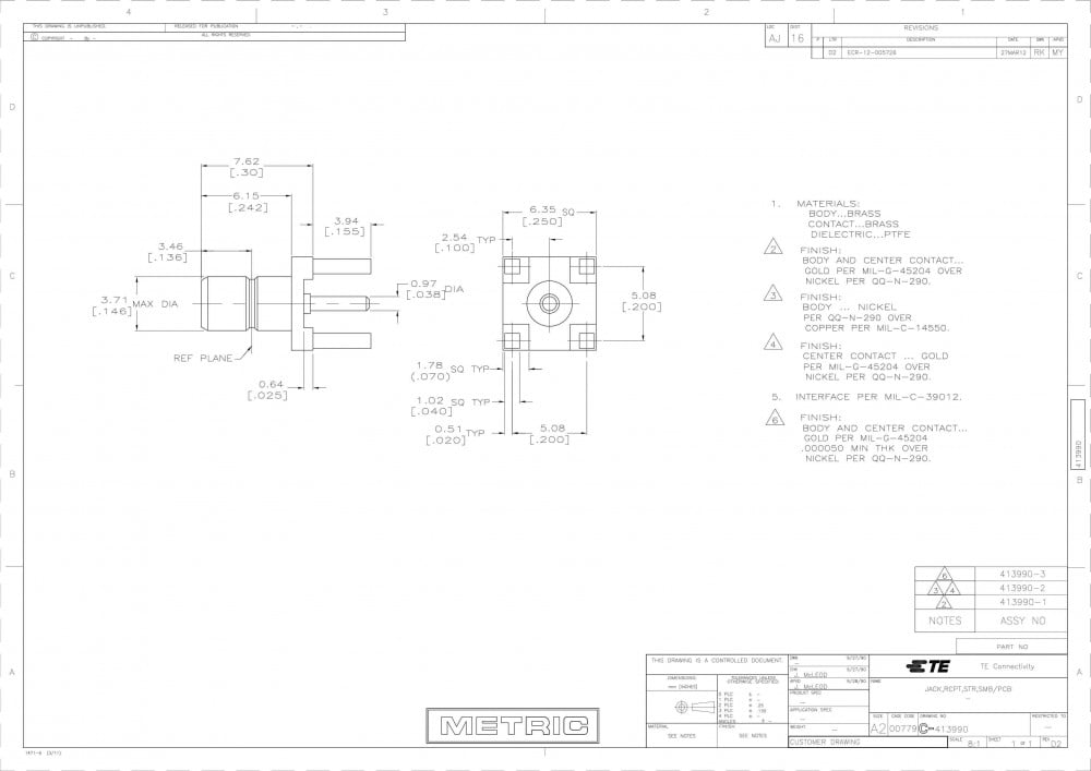 TE Connectivity 413990-3 controlled drawing preview