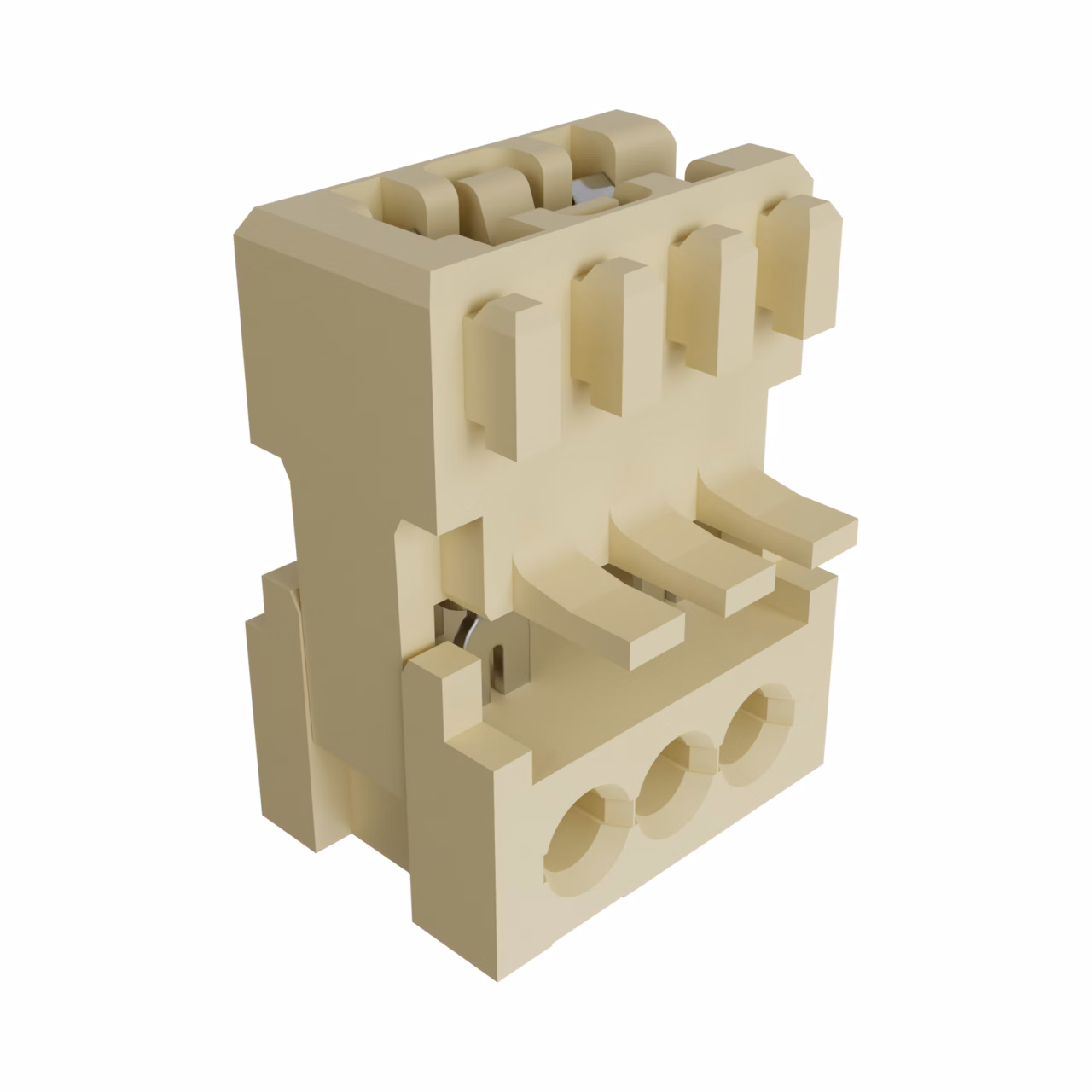 Appli-Mate RAST 2.5 IDT Connector, 2.50mm Pitch, Direct/Indirect, Female, Beaded Terminal, 3 Circuits, All Position Keys, 1 Open and 1 Closed Endwall, Circuit 2 Voided, Latch at Circuit 2 for sale