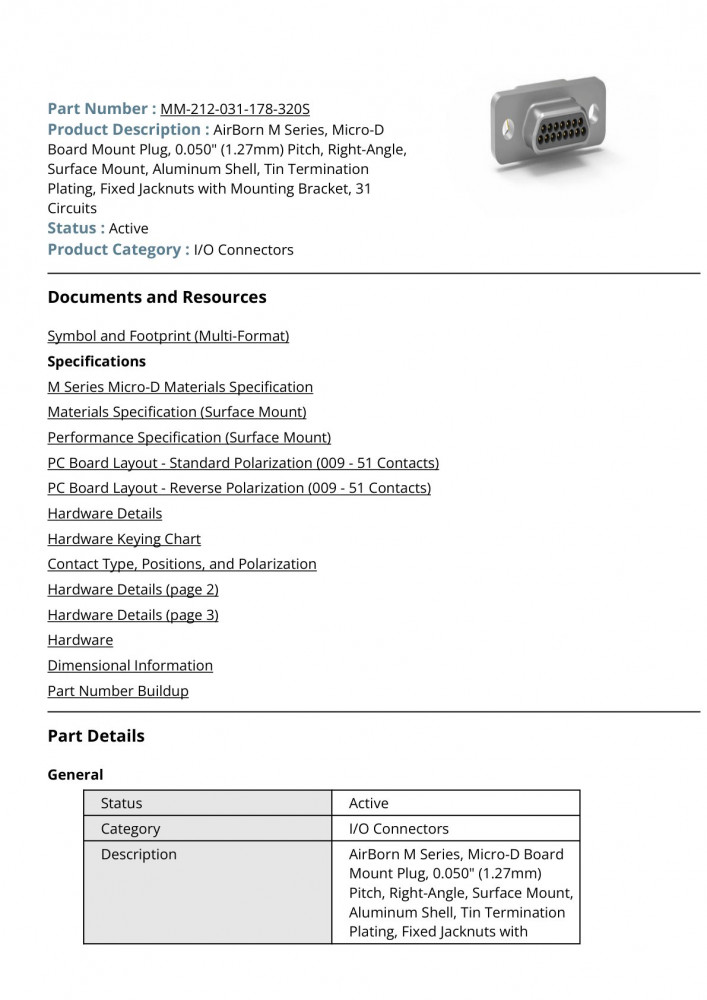 Technical document page 1 for MM-212-031-178-320S