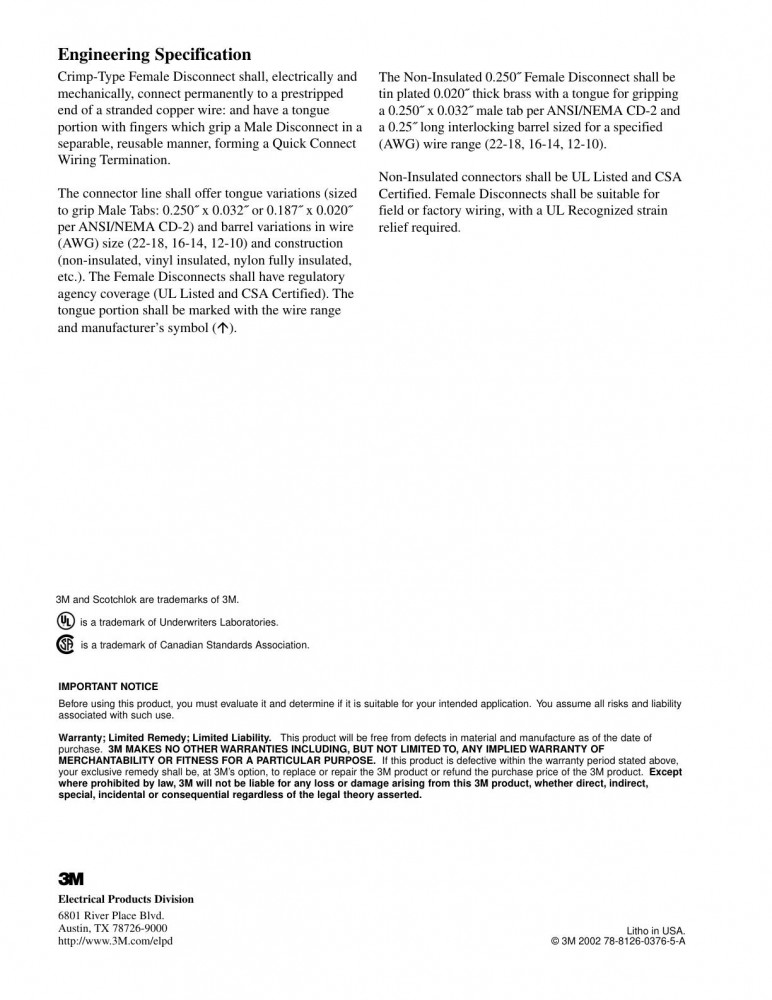 3M Scotchlok MI10-250DFK datasheet page 2