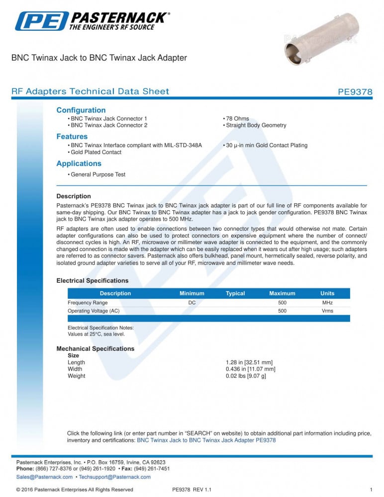 PE9378 technical document page 1