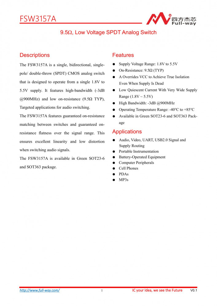 FSW3157A datasheet page 1