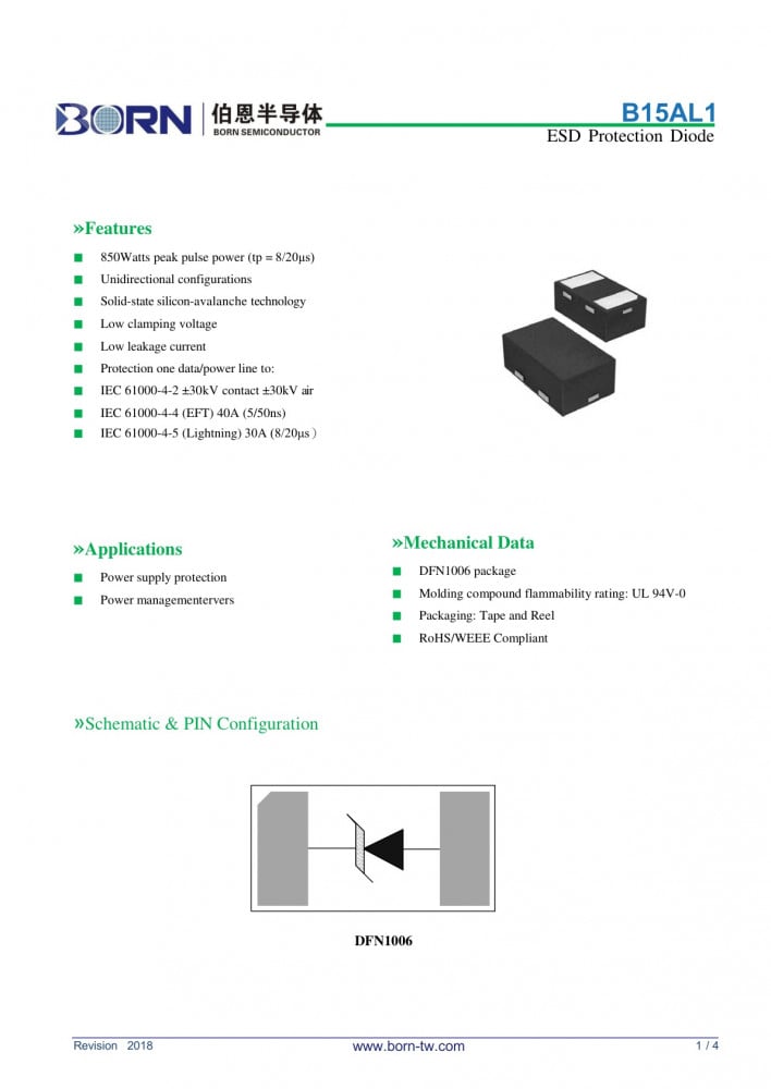 B15AL1 datasheet page 1