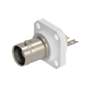 BNC / INSULATED SQUARE FLANGE JACK RECEPTACLE WITH SOLDER POT CONTACT for sale
