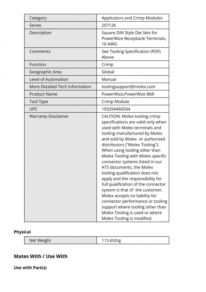 Technical document image 2 for MOLEX 2139380010