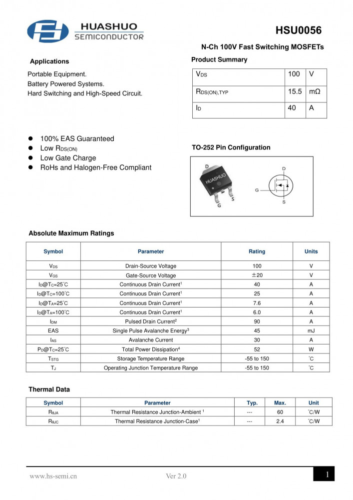 HSU0056 datasheet page 1