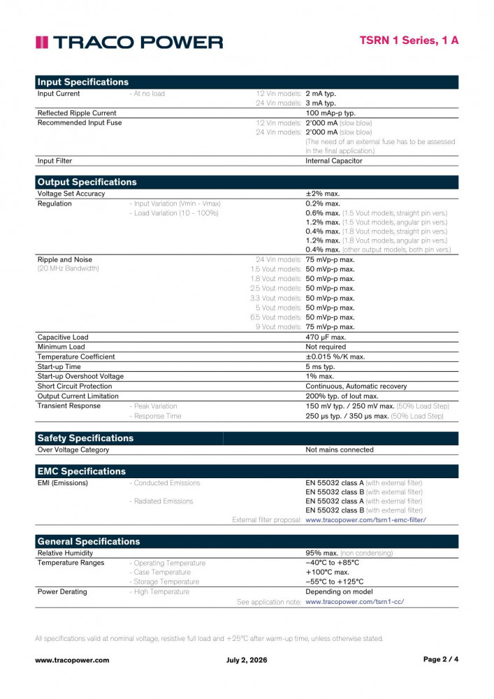 TSRN 1-2465A datasheet page 2