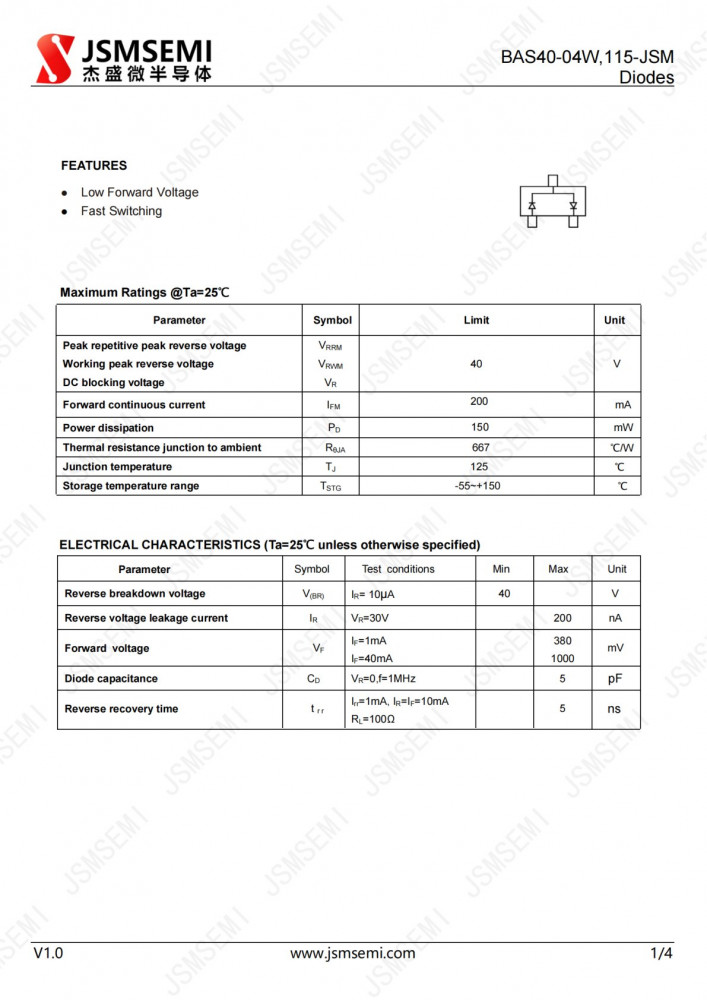 BAS40-04W,115-JSM datasheet page 1
