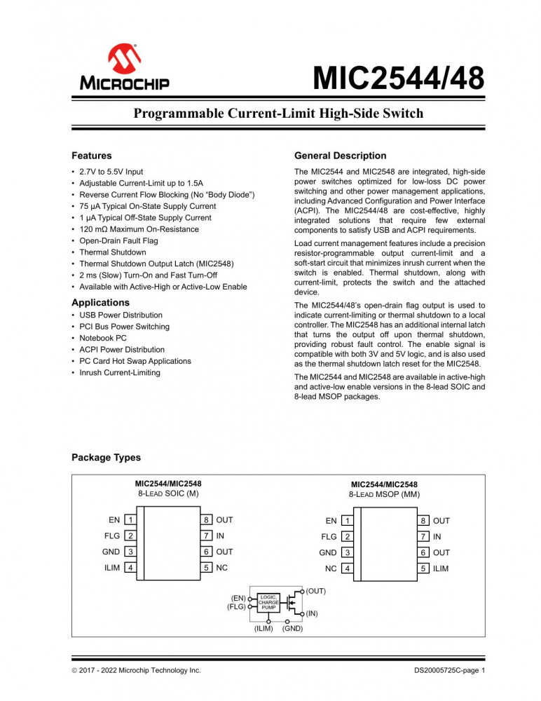 MIC2544 datasheet preview, page 1