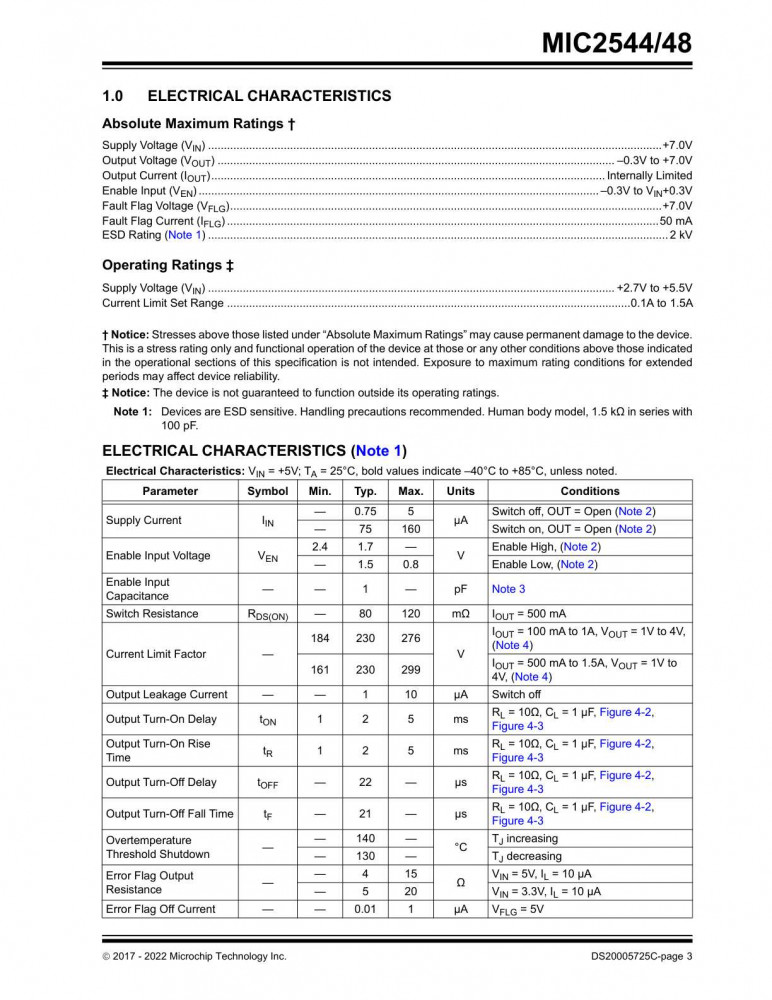 MIC2544 datasheet preview, page 3