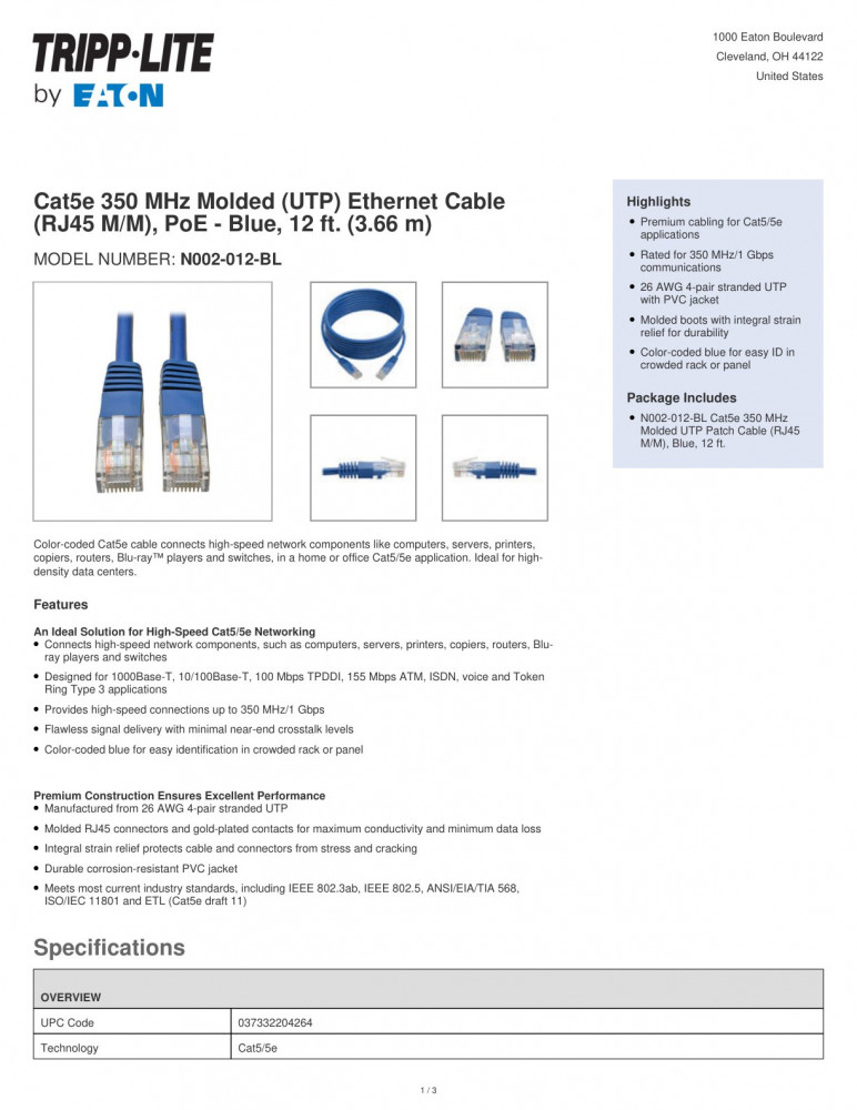 N002-012-BL technical document page 1