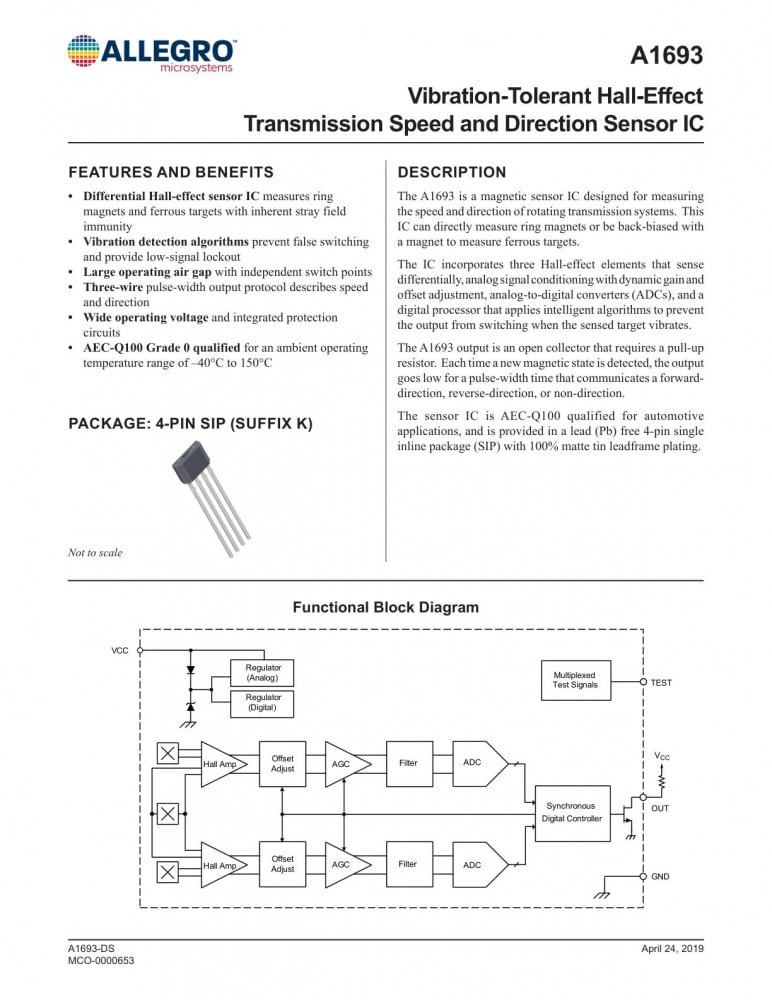 A1693 datasheet page 1