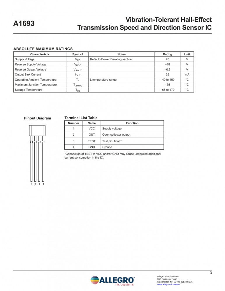 A1693 datasheet page 3