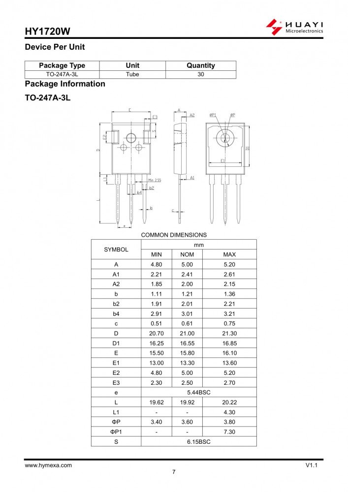 HY1720W datasheet page 7